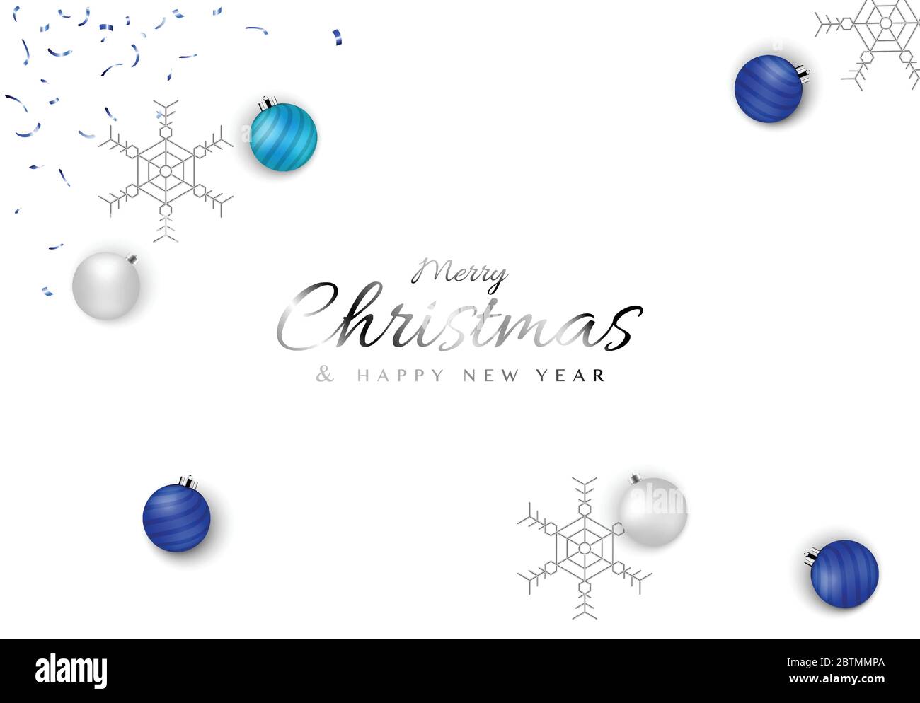 Minimal Christmas Background design with blue ball and snowflake ...