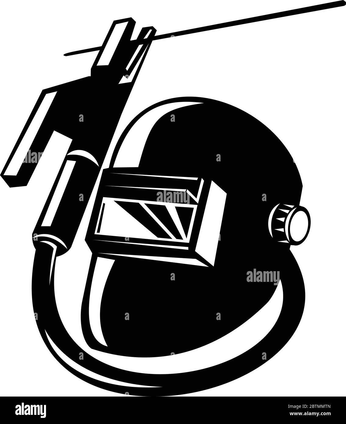 Illustration of arc welding equipment showing welder rod-holder with ...