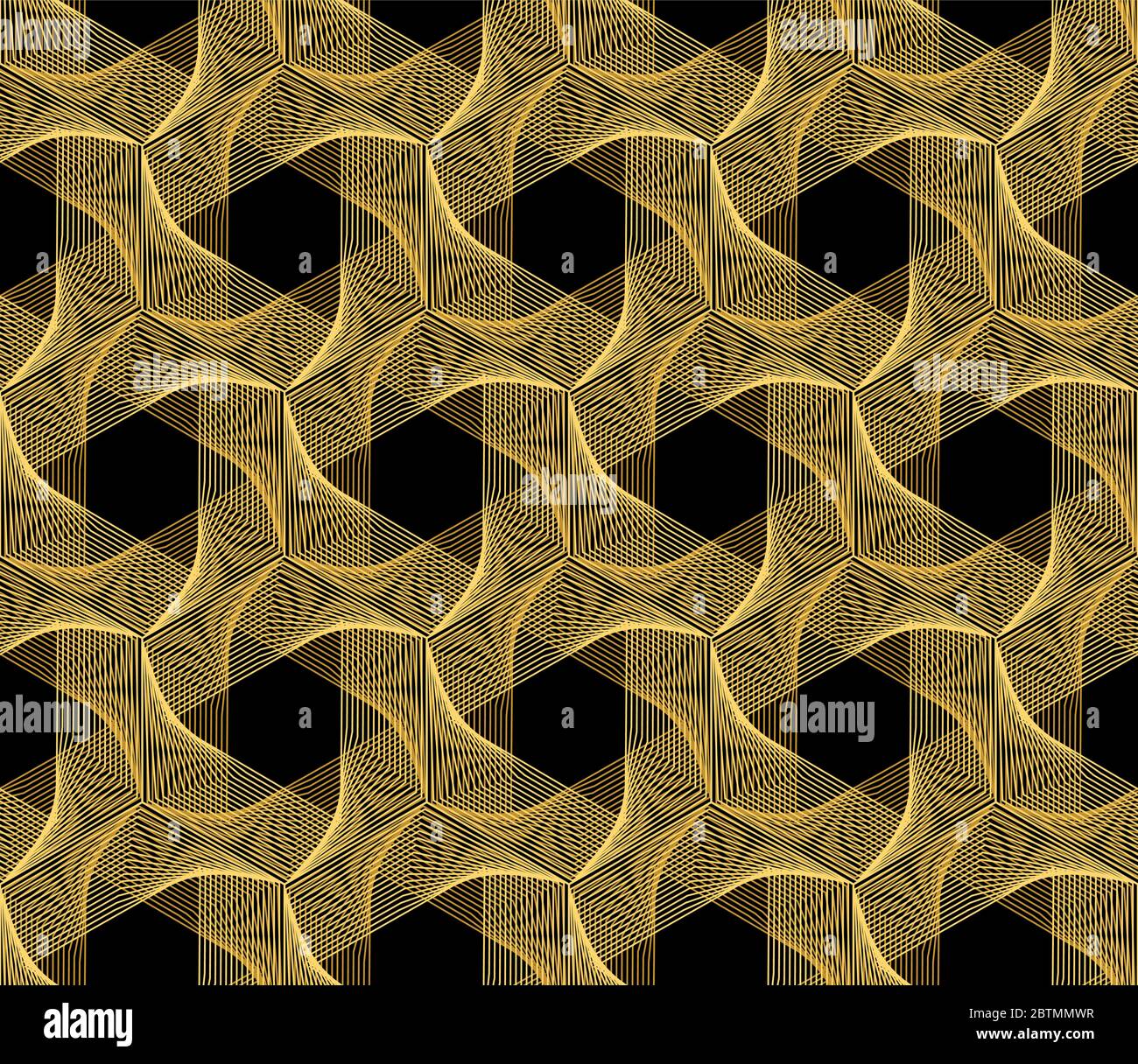 Guilloche vector seamless pattern with stars. Golden and black ...