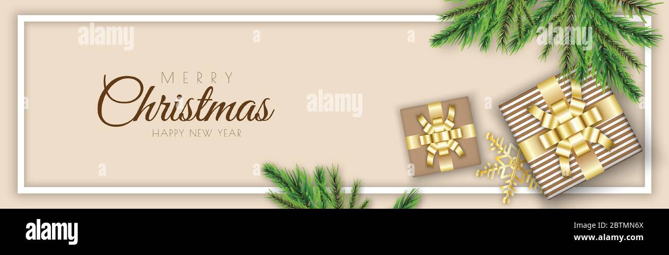 Horizontal christmas background beige Stock Vector Images - Alamy