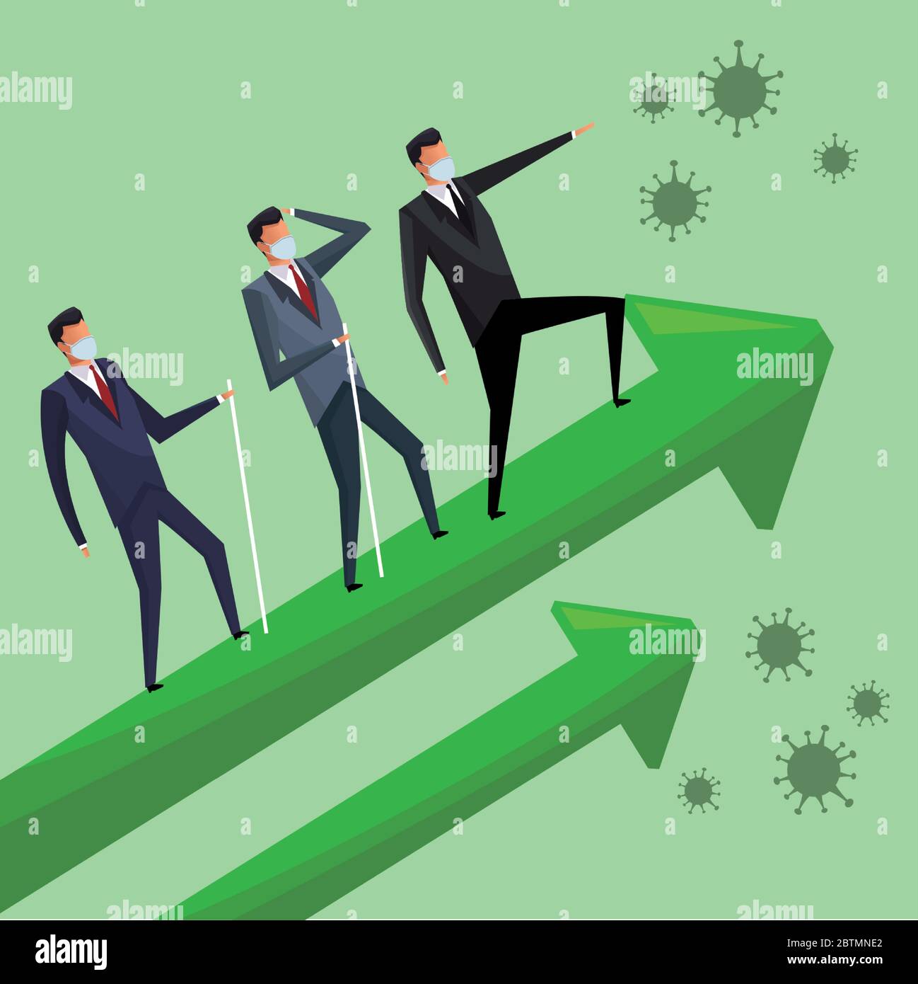 businessmen wearing medical mask climbing arrow Stock Vector Image & Art - Alamy