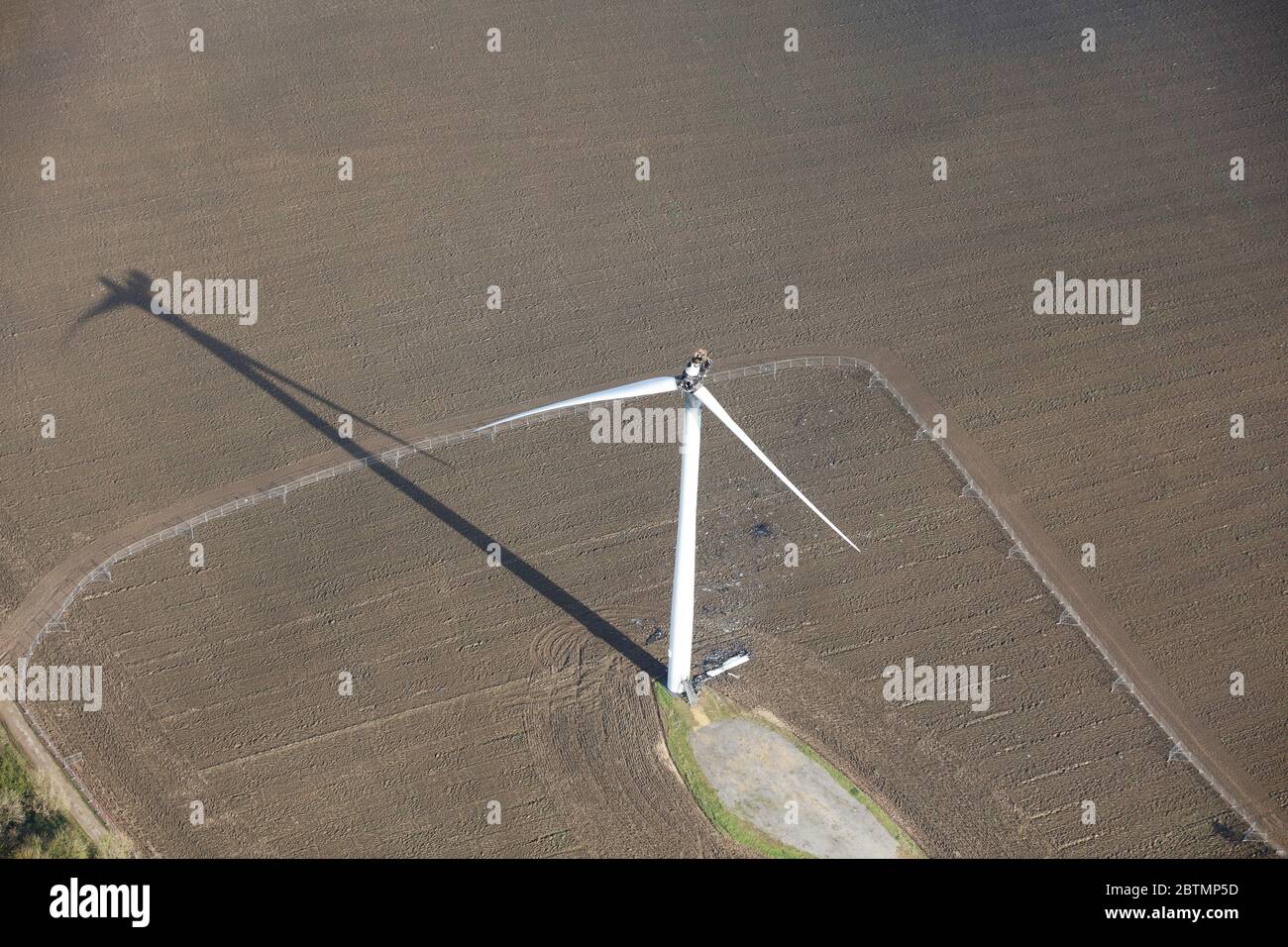 Aerial View of a Damaged Wind Turbine in England, UK Stock Photo - Alamy