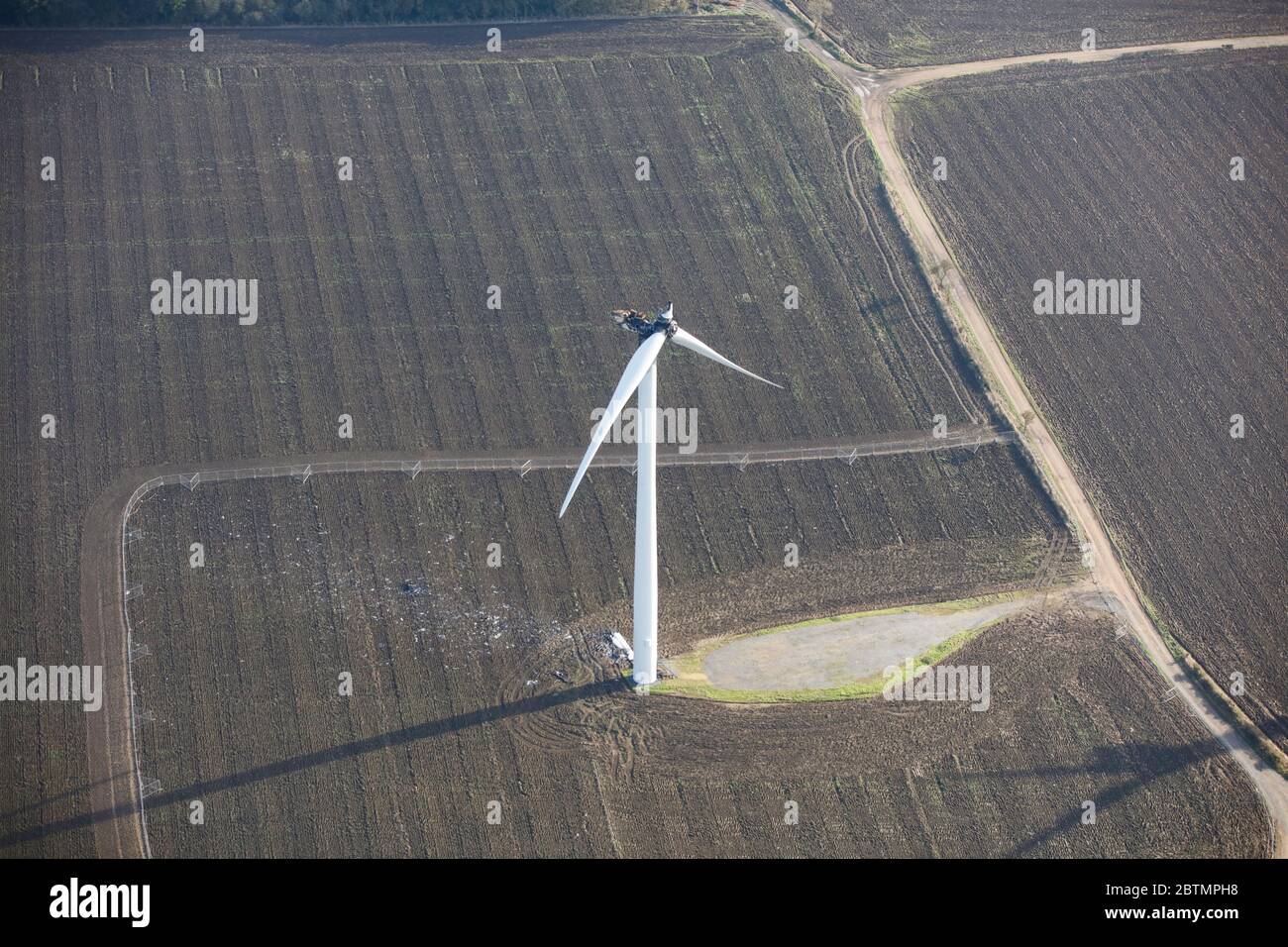 Aerial View of a Damaged Wind Turbine in England, UK Stock Photo - Alamy