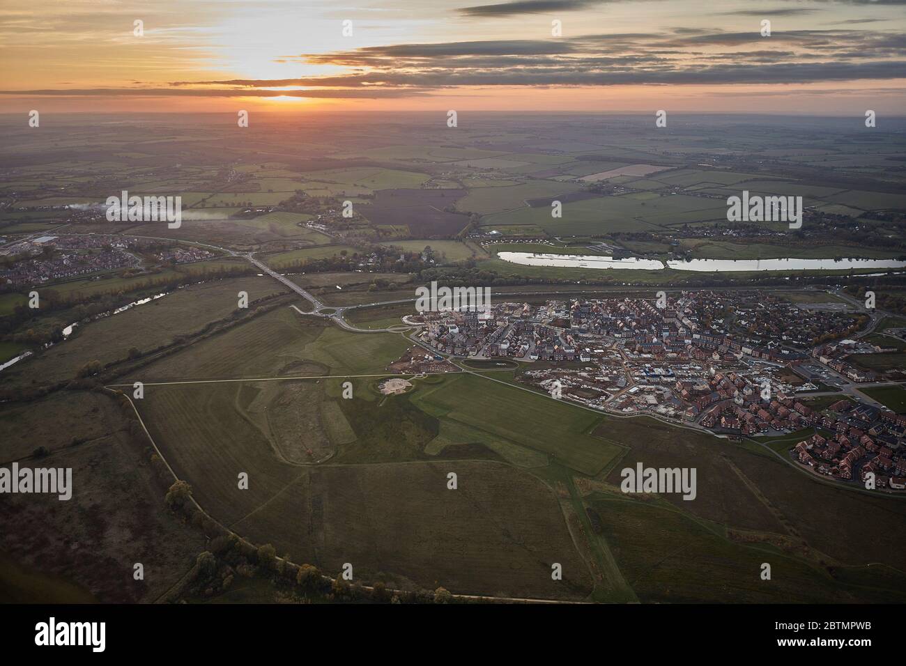 Aerial View of a Sunset over English Countryside Stock Photo - Alamy