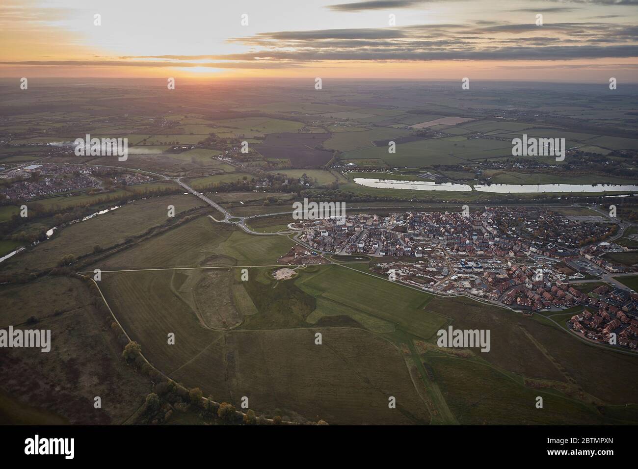 Aerial View of a Sunset over English Countryside Stock Photo - Alamy
