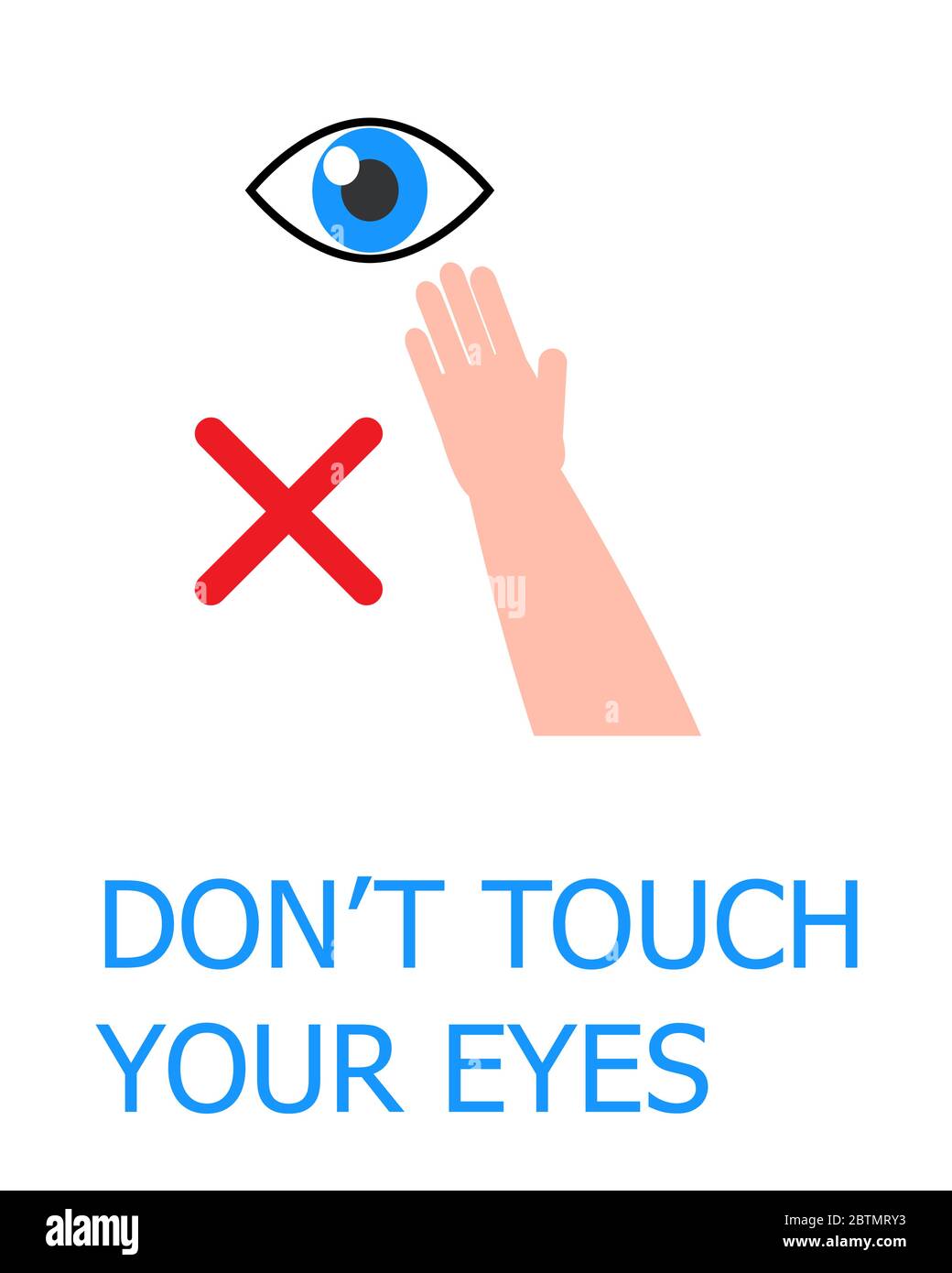 Do not touch eye vector. Stop sign for hand. Coronovirus, flu, eye ...
