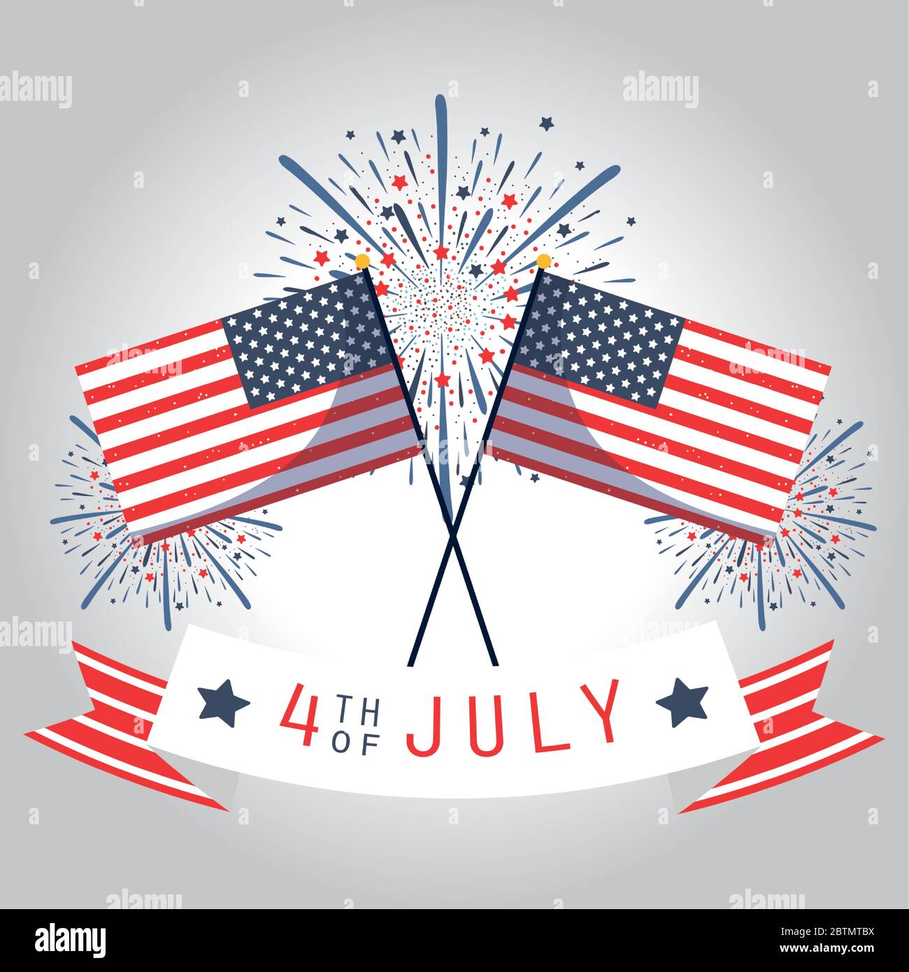 Usa flags fireworks and ribbon design, Independence day happy 4th july ...