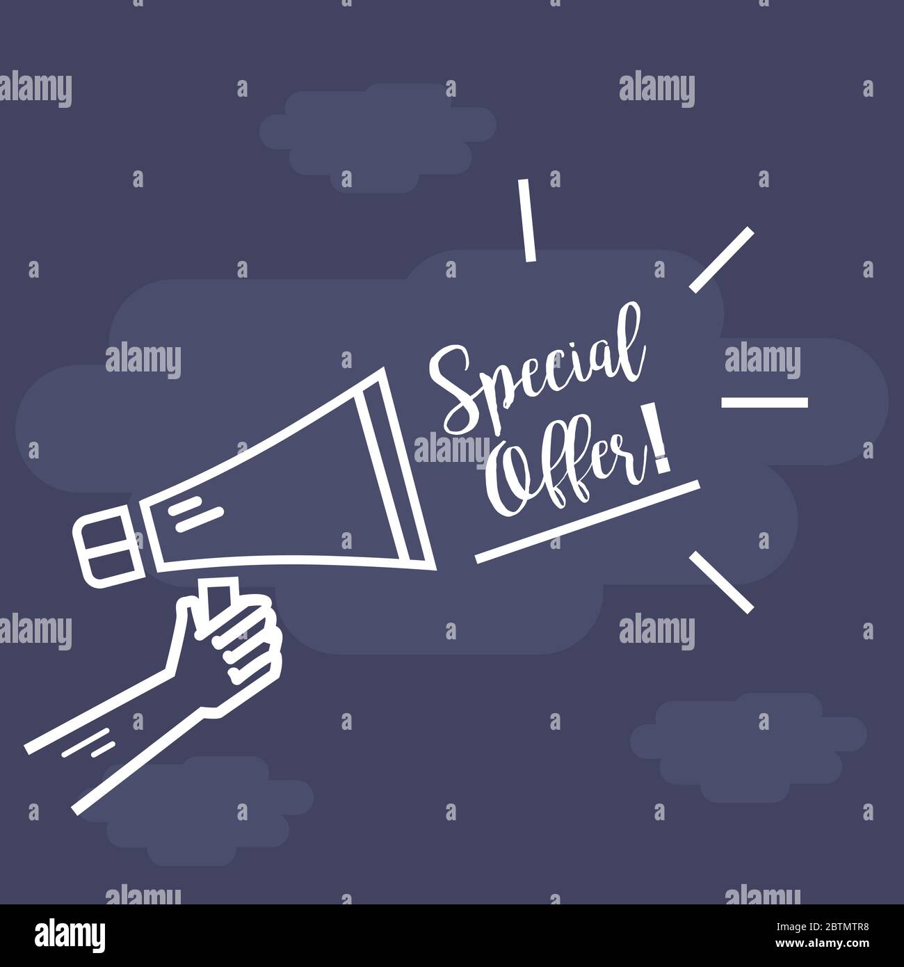 Megaphone in hand with lettering special offer, flat style Stock Vector ...