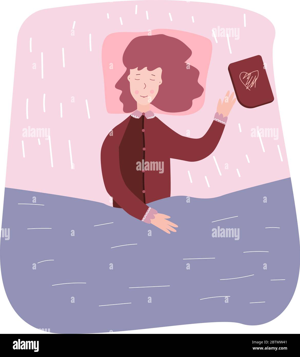 Girl night bed reading Stock Vector Images - Alamy