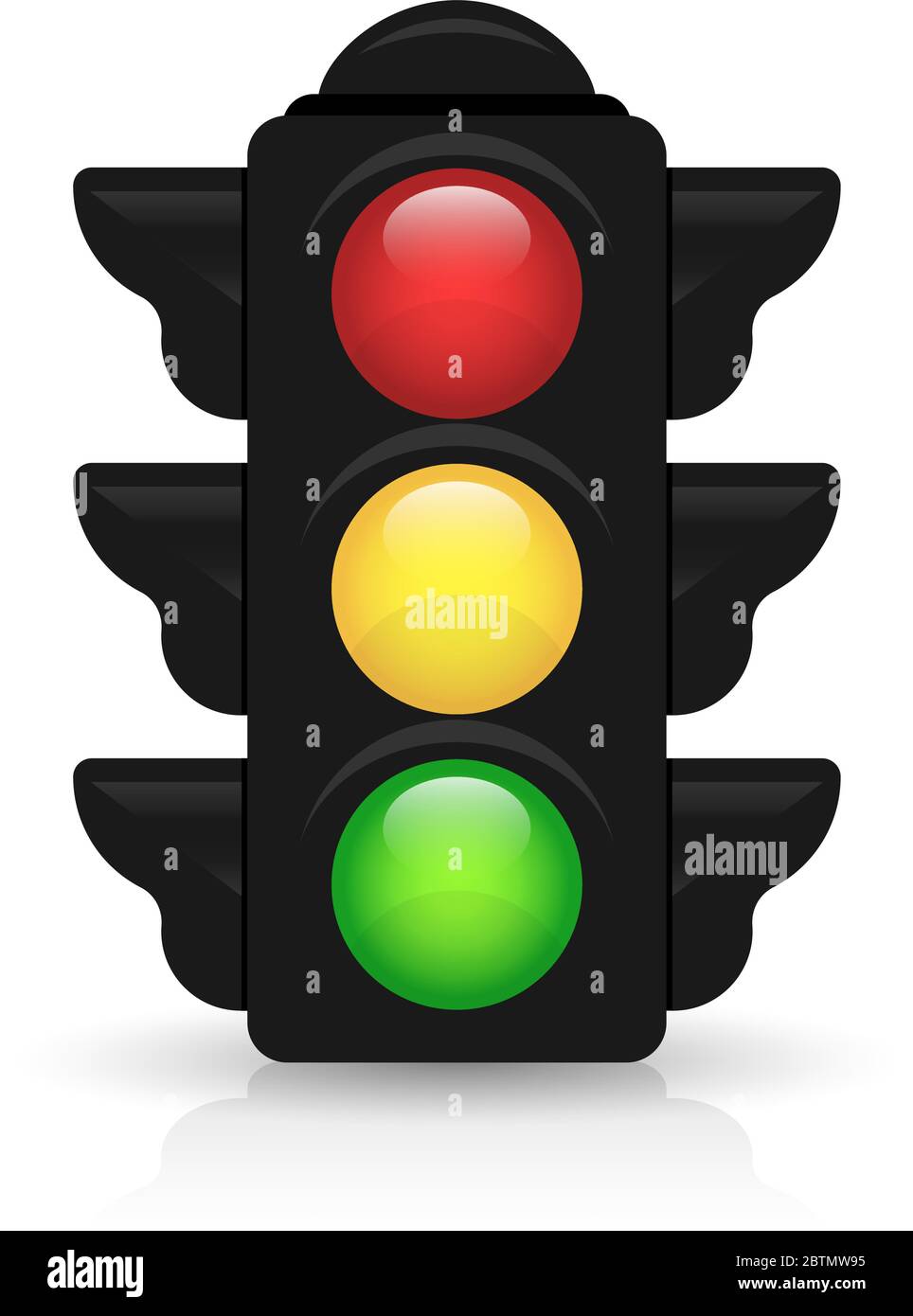Traffic light with reflection and shadow on white background Stock ...