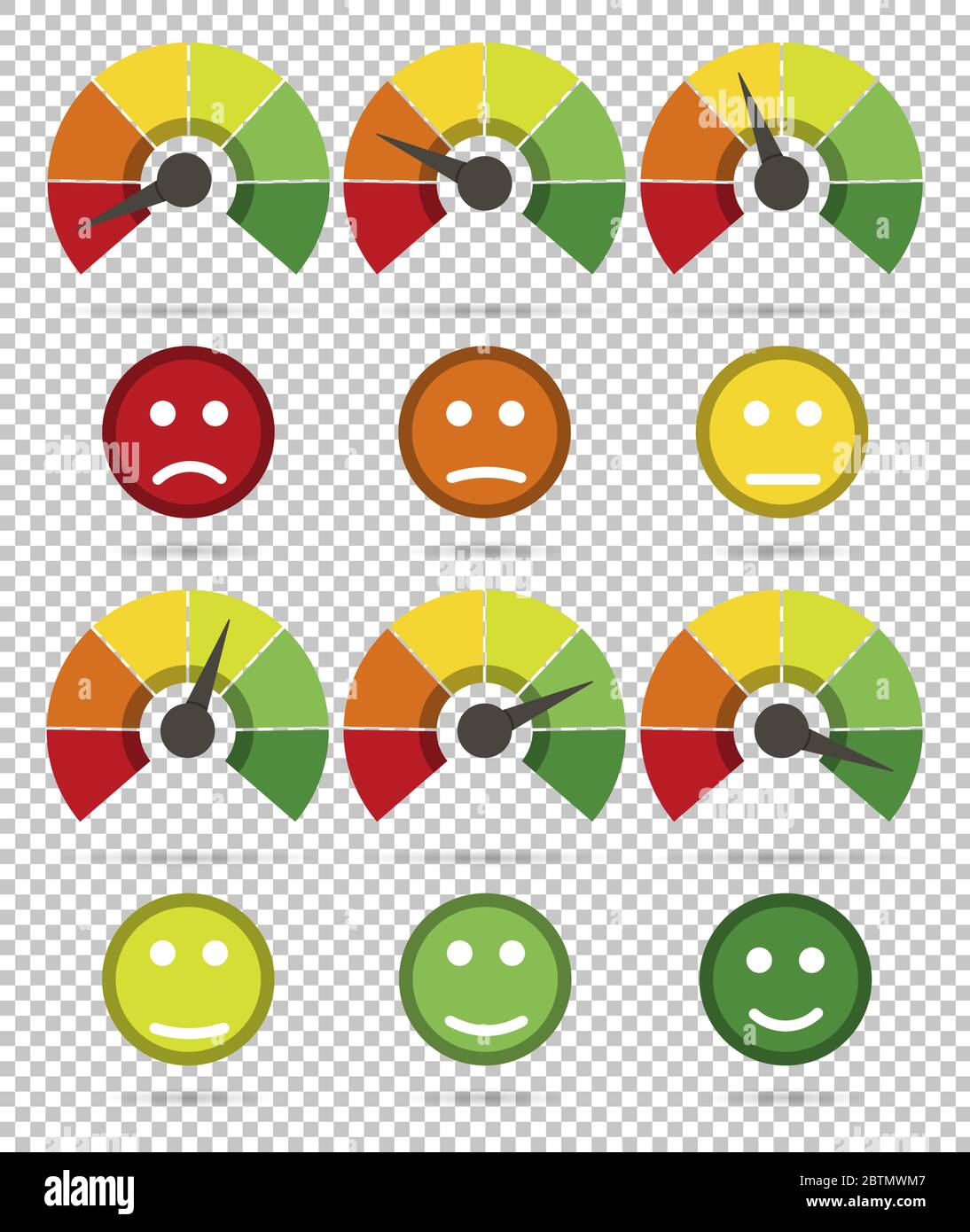 Scale from red to green with arrow and scale of emotions, isolated ...