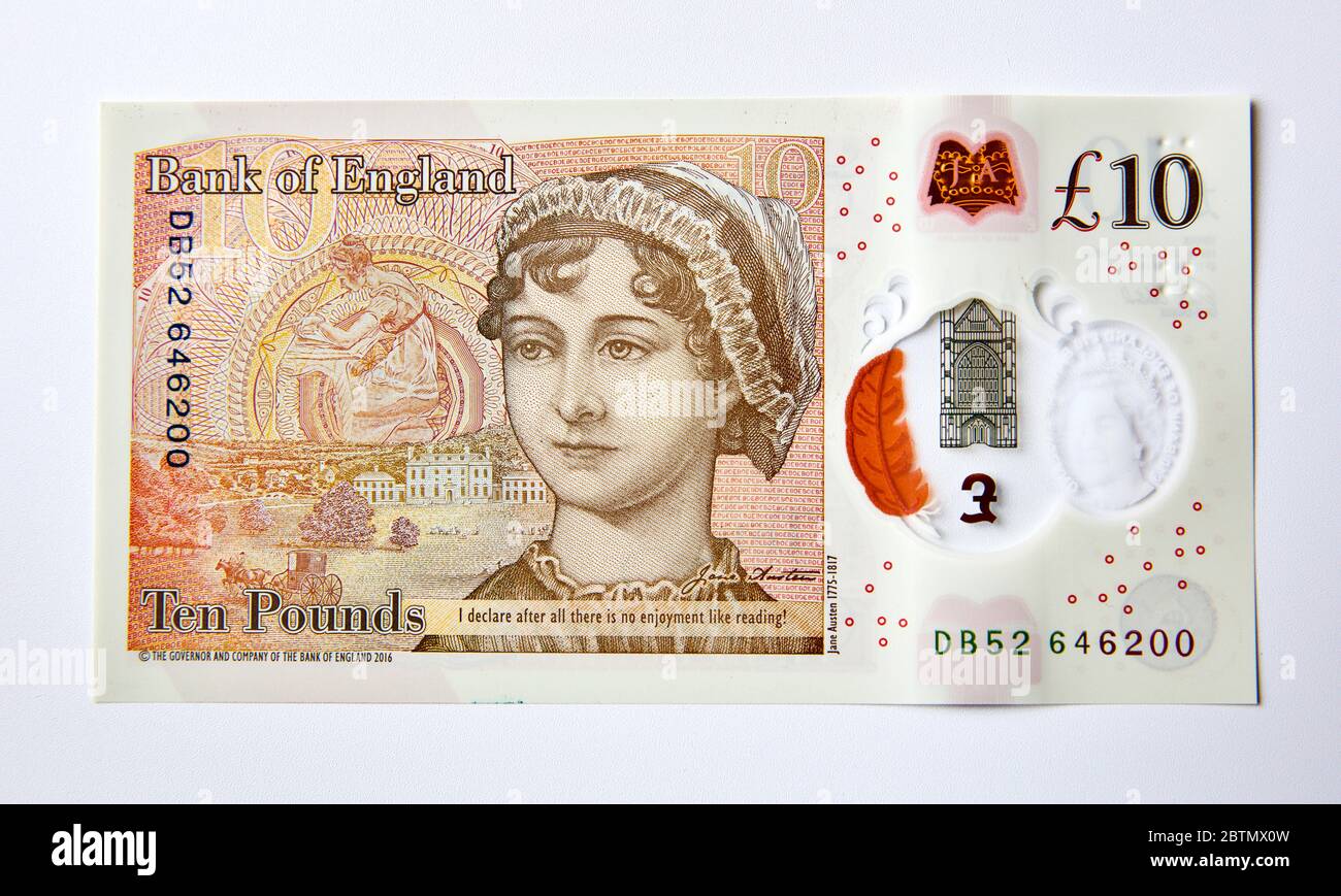 Bank of England £10 polymer banknote on a white background Stock Photo ...