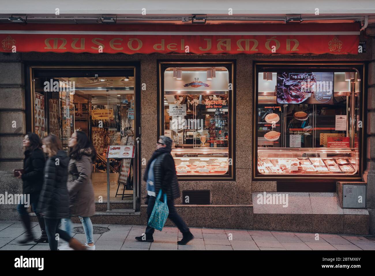 Madrid, Spain - January 26, 2020: Facade of Museo del Jamon restaurant ...