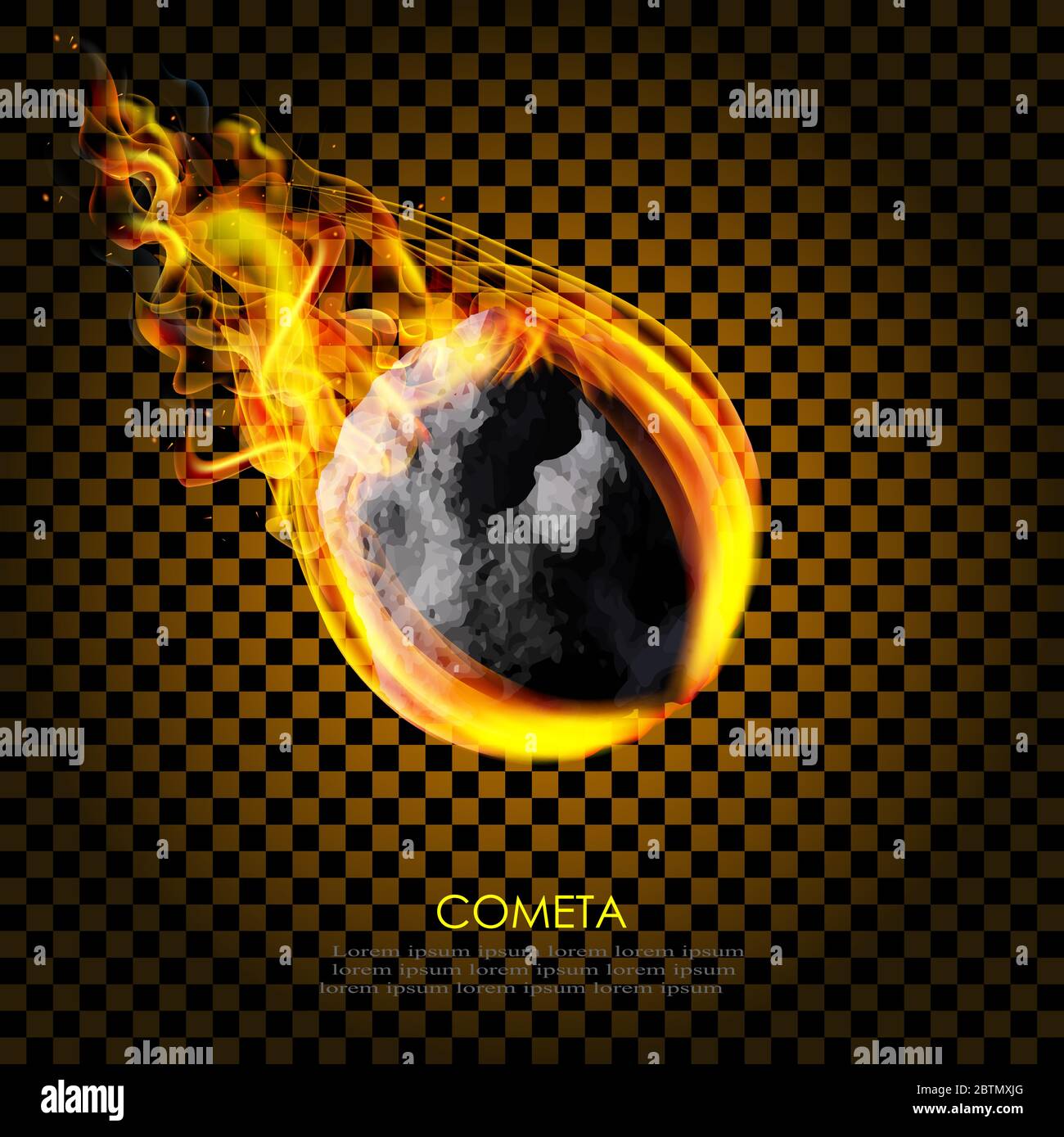 Flying asteroid comet on fire isolated background Stock Vector Image ...