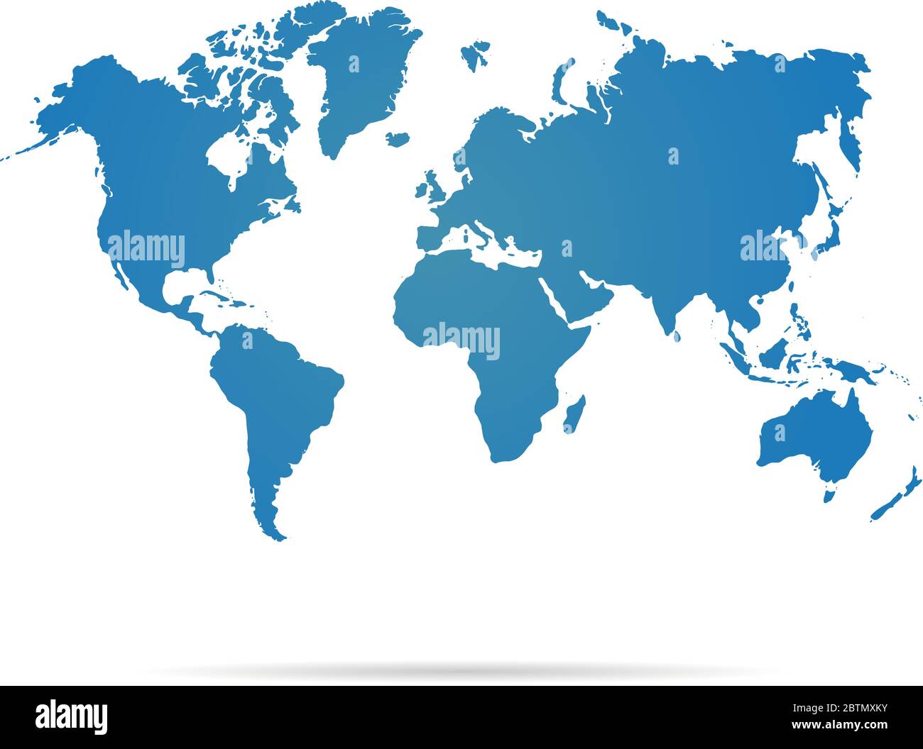 World map with shadow, blue colored on a white background Stock Vector ...