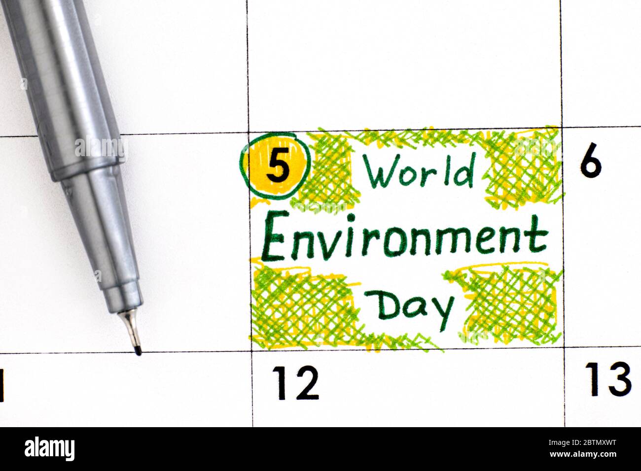 Reminder World Environment Day in calendar with pen. June 05 Stock ...