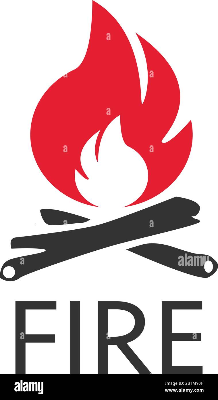 Fire icon, logo in flat style, on white background Stock Vector Image ...