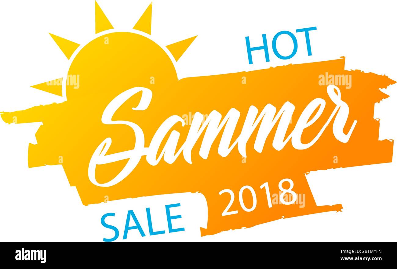 Hot summer sale banner, stylish vector design on a white background ...