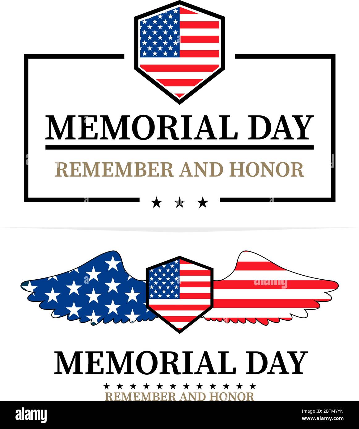 Memorial day labels, vector illustration on white background Stock ...