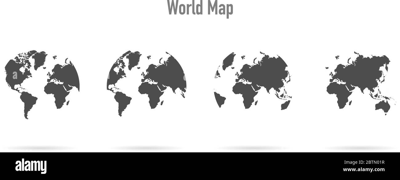 Set globe icon, world map in flat style, vector illustration Stock ...