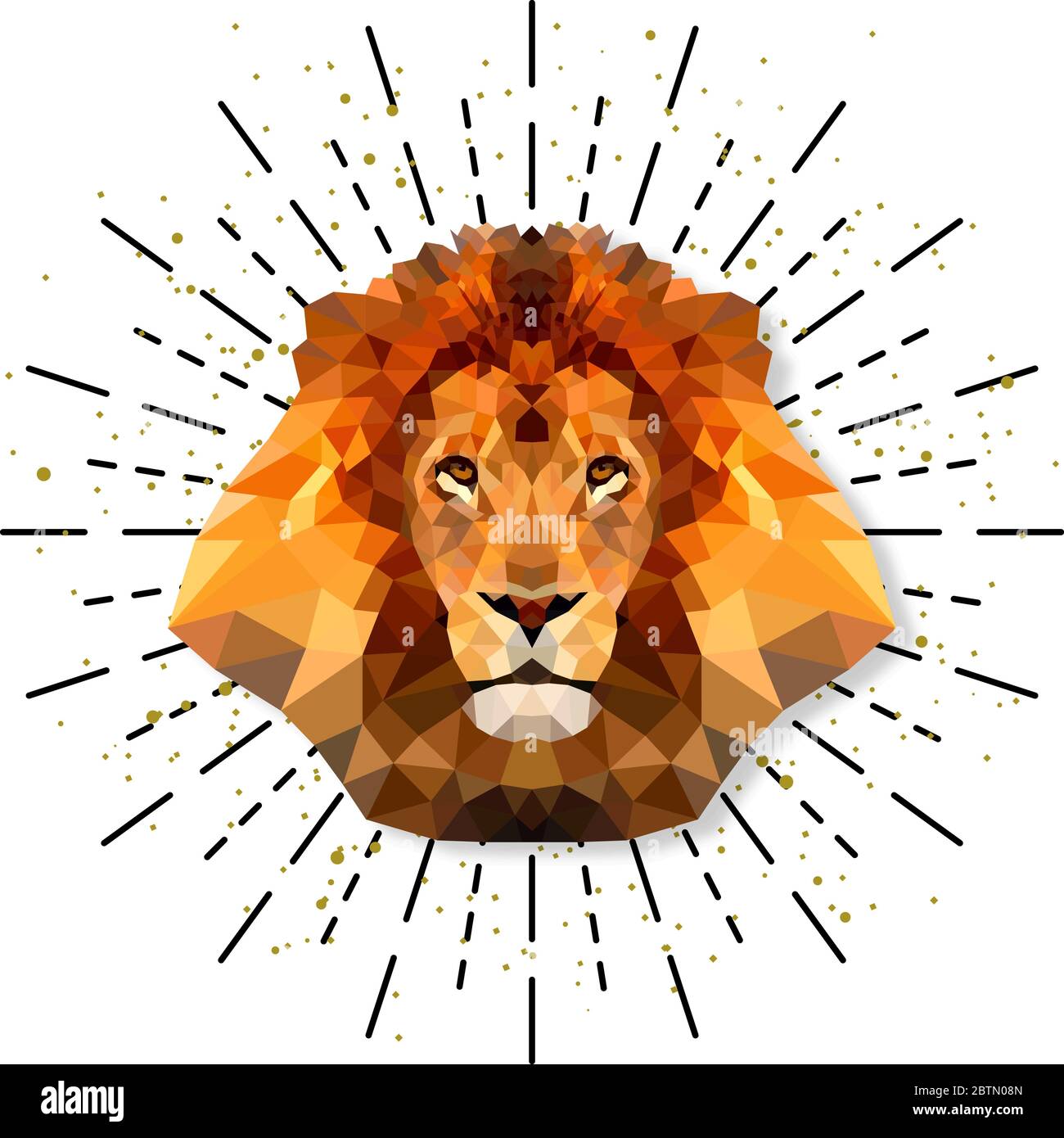 Lion in triangle style with burst, vector illustration Stock Vector ...