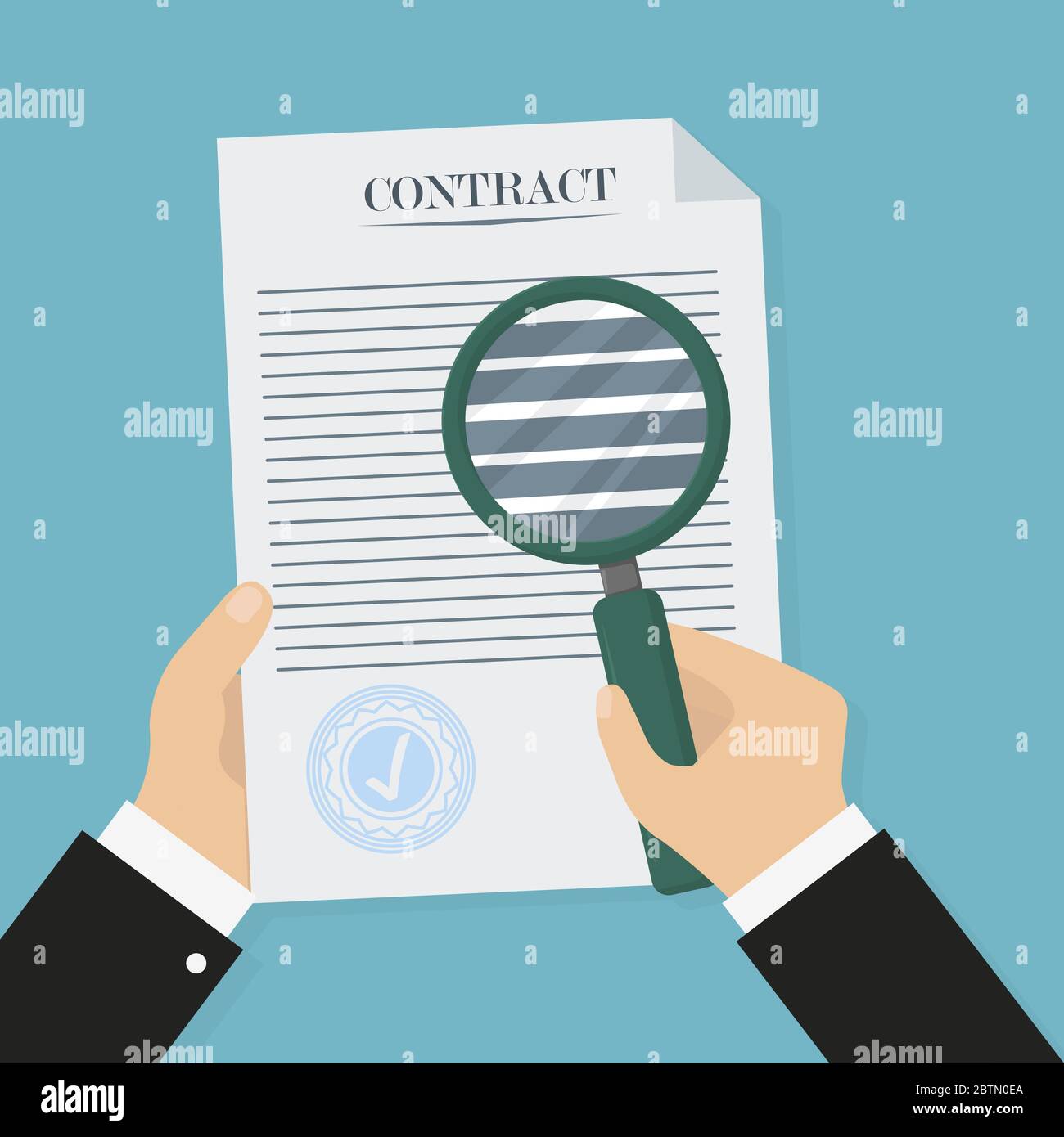 Contract Verification in flat style, business concept, vector ...