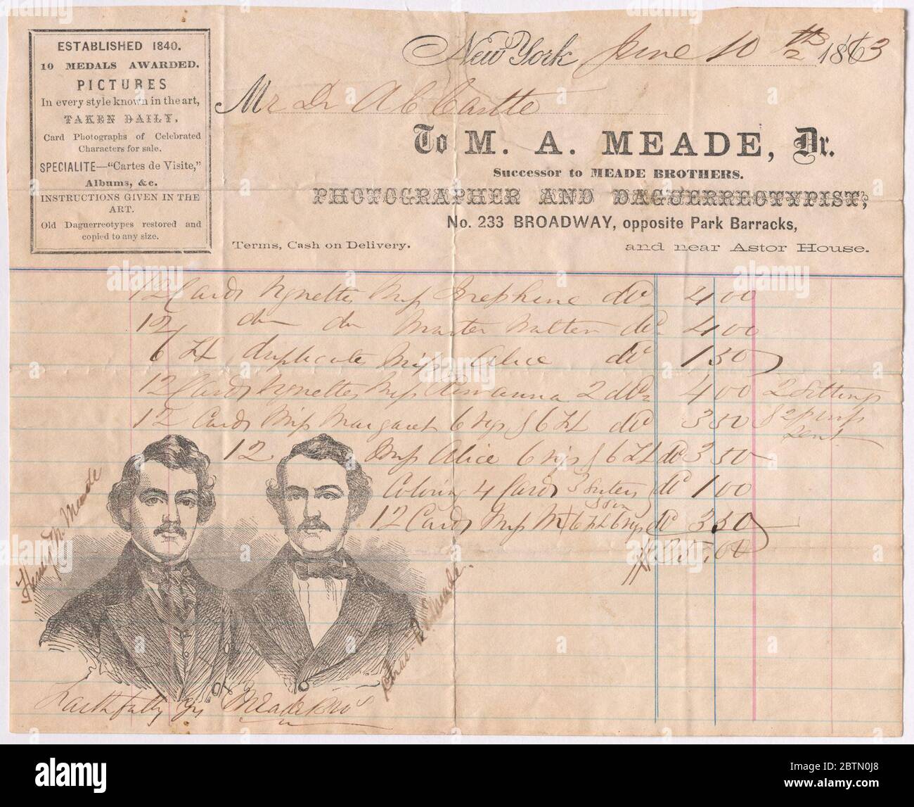 Meade Brothers invoice. When Mary Ann Meade assumed the directorship of ...