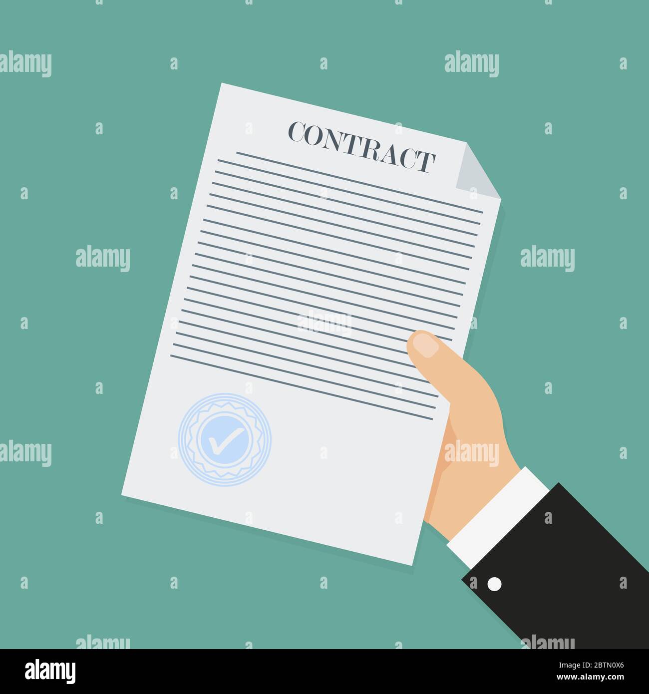 Contract in flat style, business concept, vector illustration Stock ...