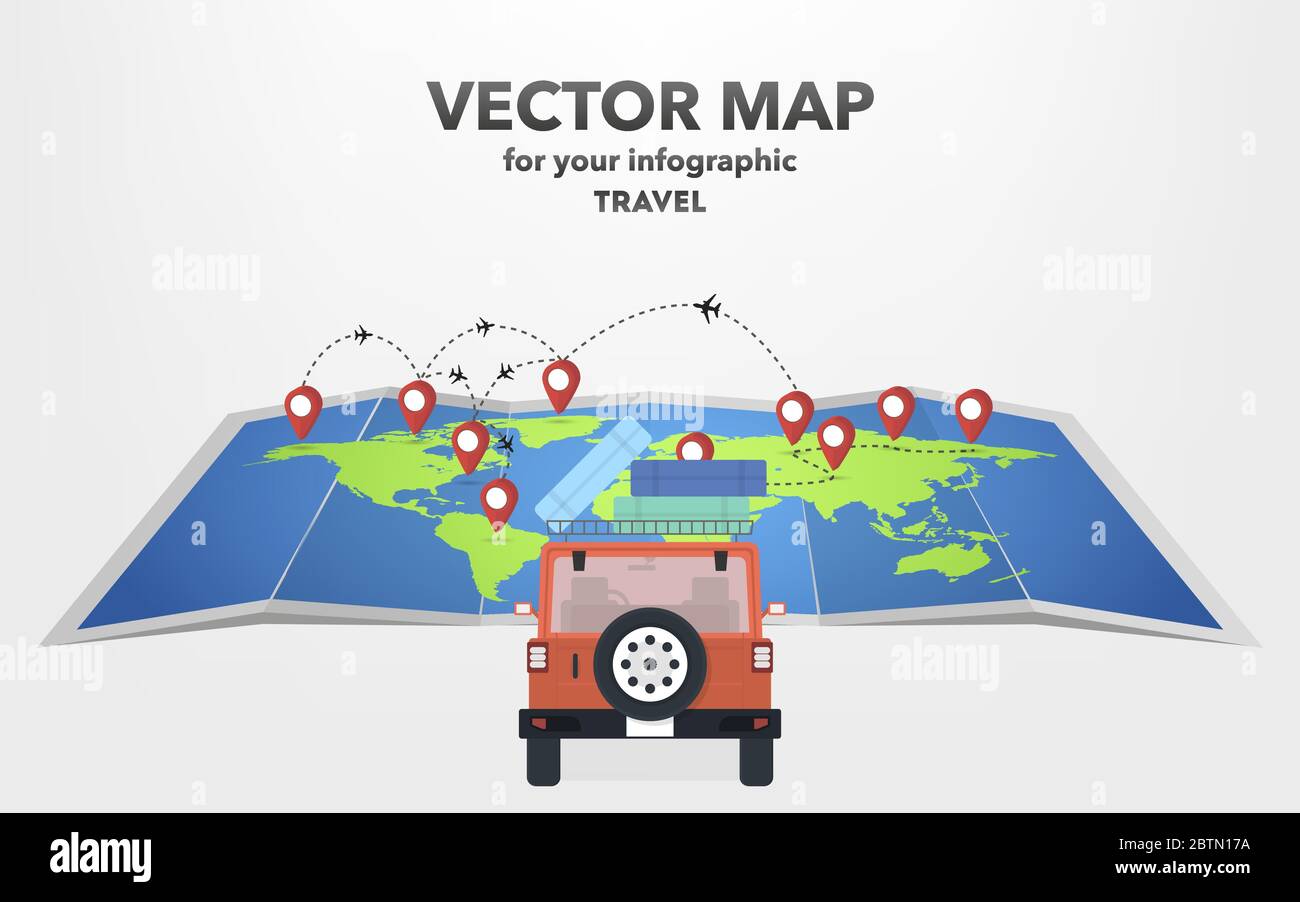 Journey in a car with map Stock Vector Images - Alamy