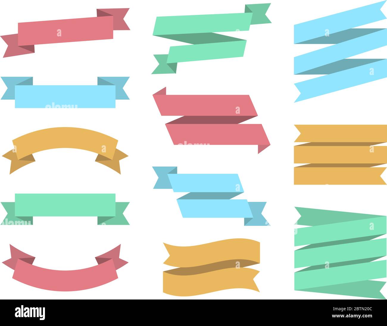 Ribbons set of 12 bunners. Colorful set Ribbin. Flat design graphic ...
