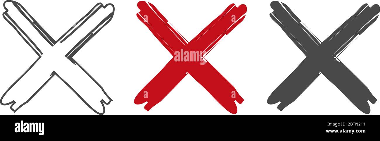 Cross icon. Set x. Cross vector sign. Flat and linear style. Cross red ...