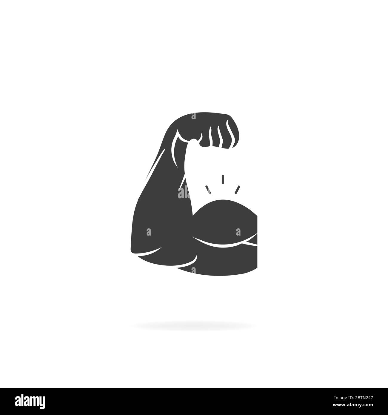Biceps icon. Muscle biceps with shadow. Arm icon on isolated white ...