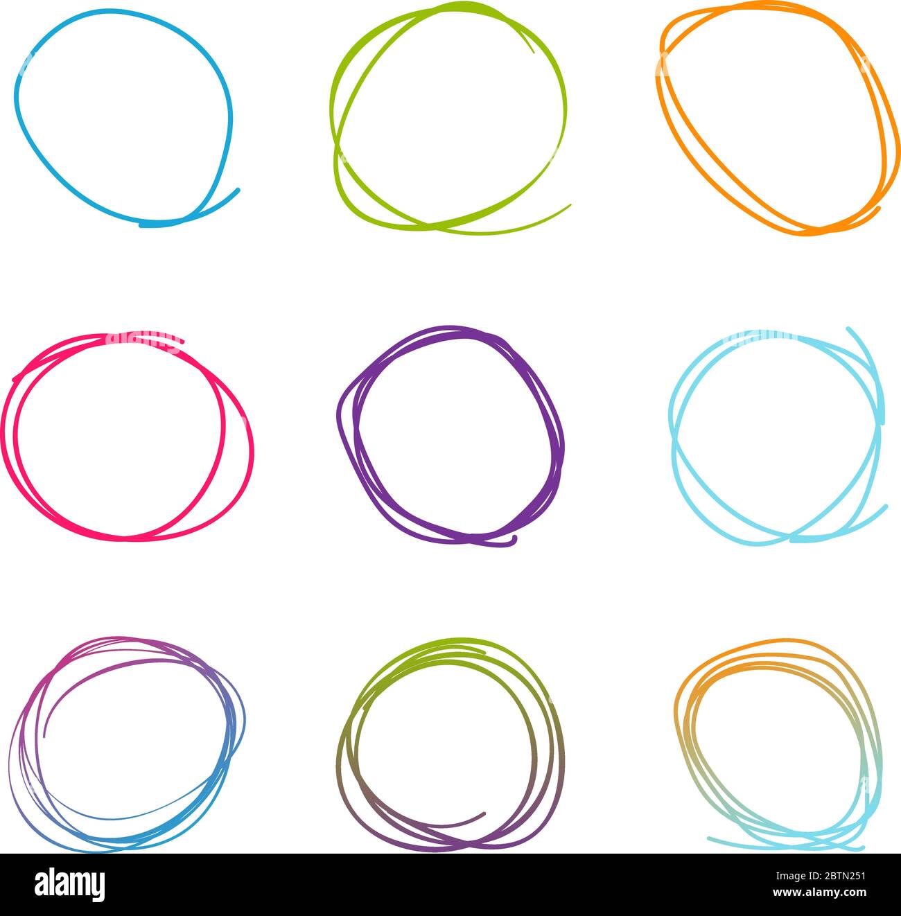 Scribble circle set. Set in drawn style. Sketch design. Vector ...
