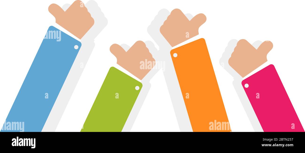 Feedback illustration. Hand with thumb up. Hands in fllat style. Vector ...