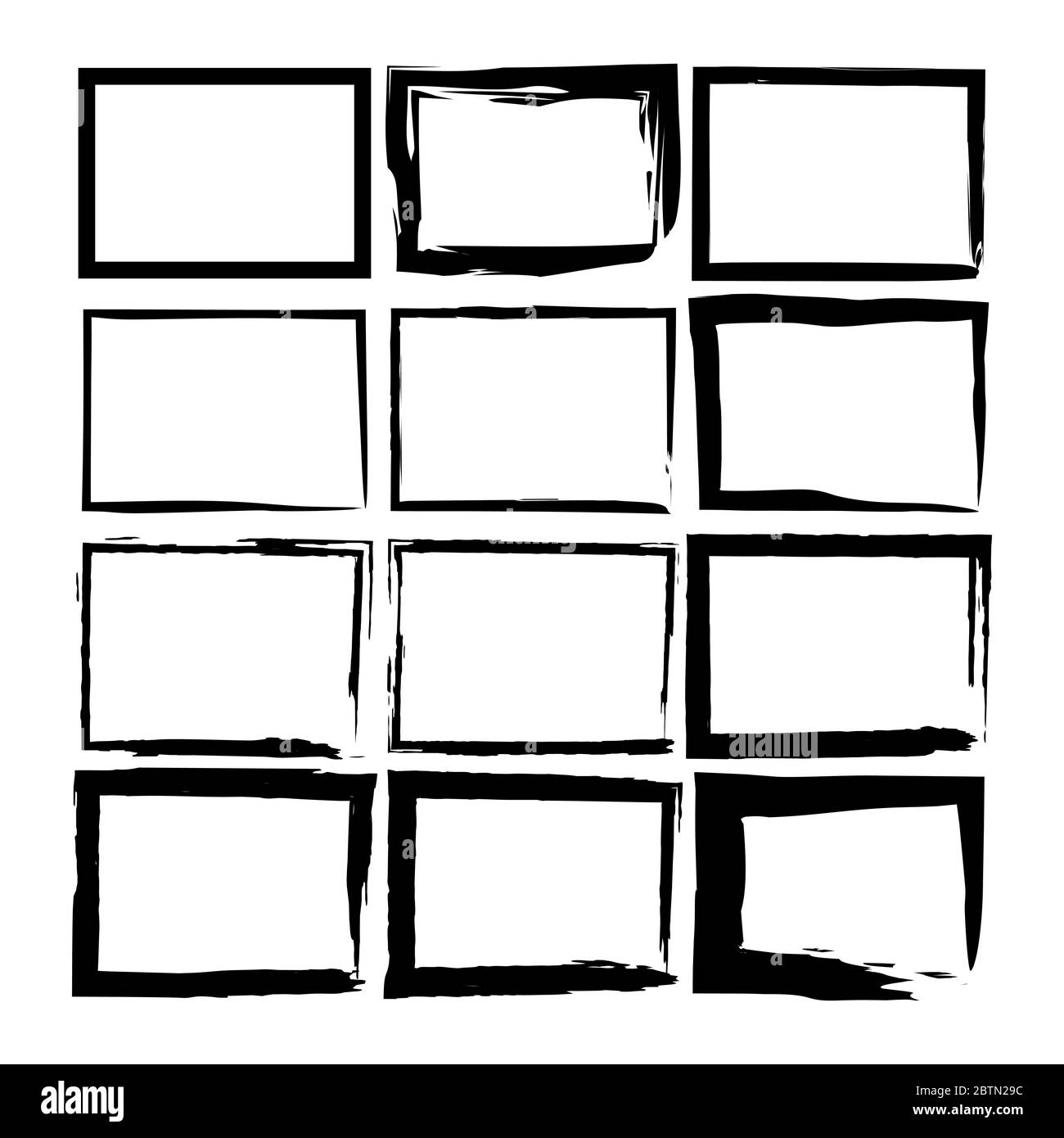 Grunge stamp. Drawn element brush. Brush banner set. Vector ...