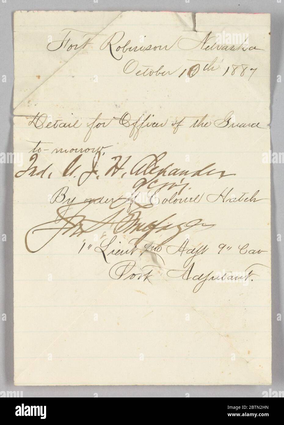 Officer of the Guard order issued to John H Alexander. Hand-written ...