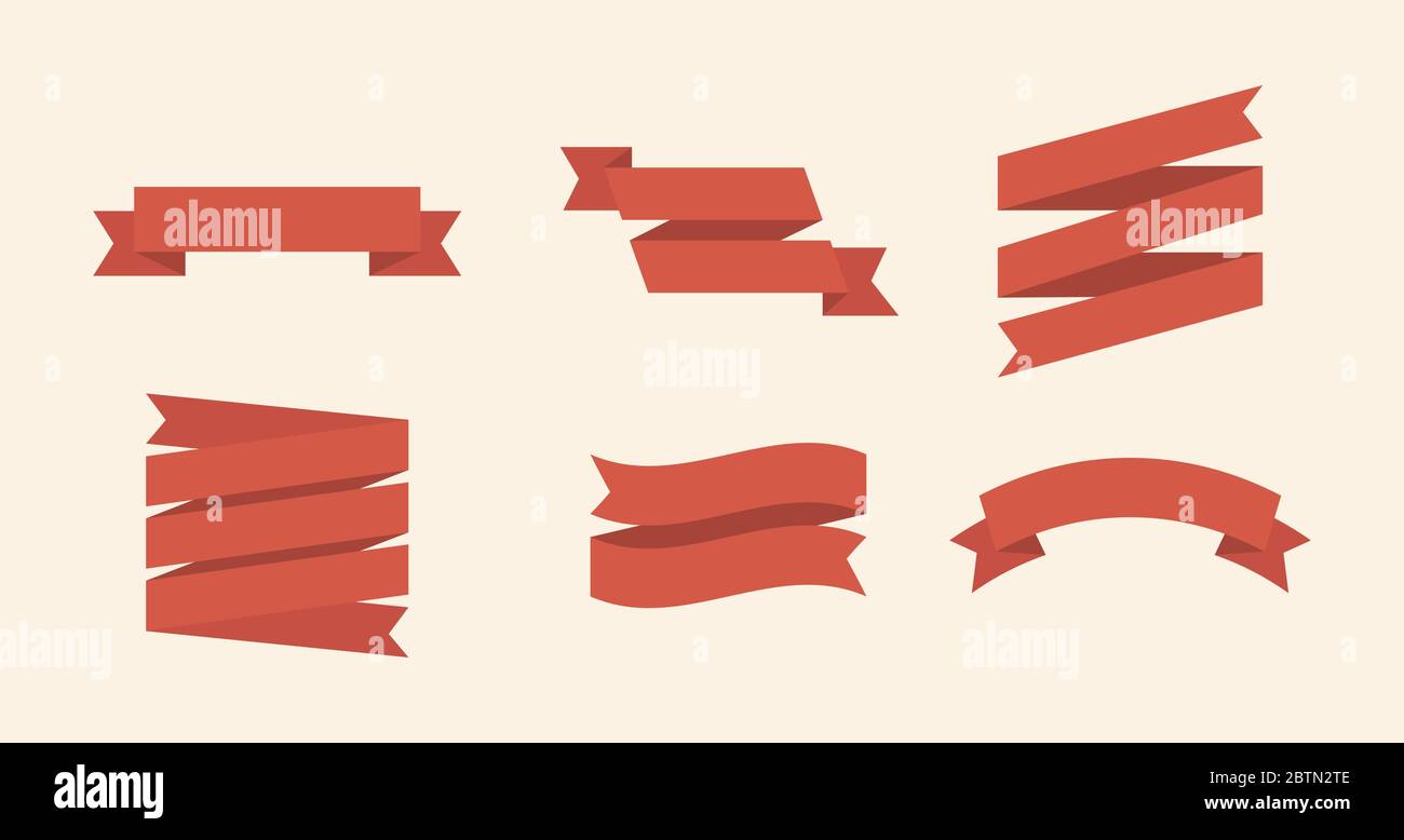 Ribbons set of 6 bunners. Colorful set Ribbin. Flat design graphic ...