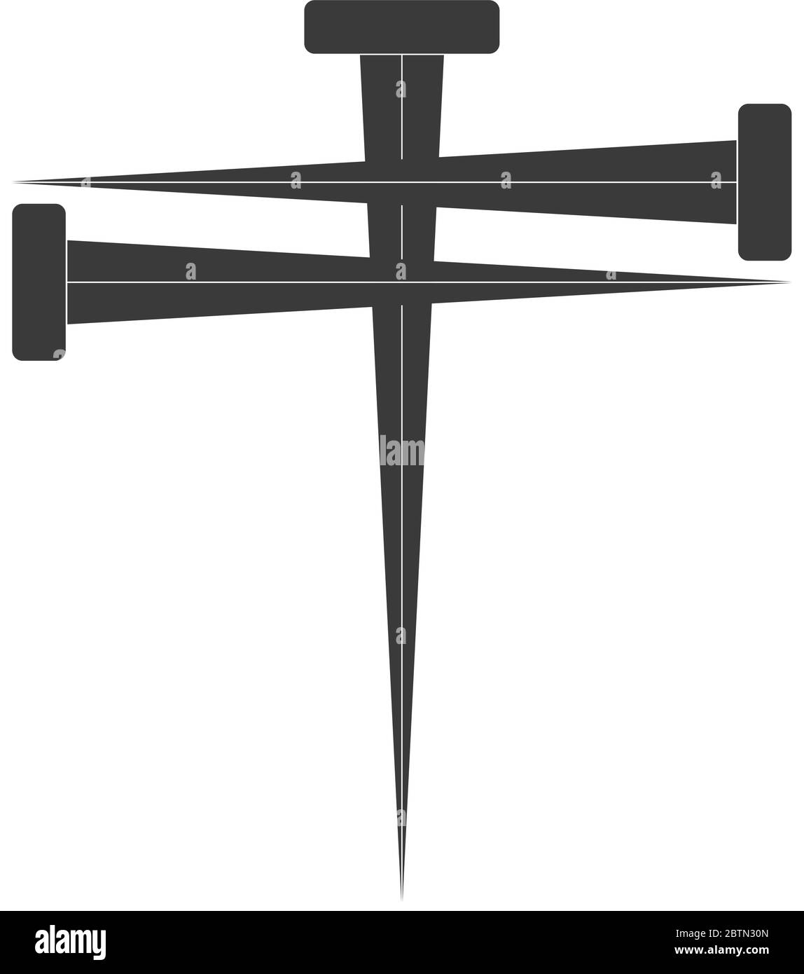 Cross of nail. Cross icon and nail icons. Nail symbol. Vector ...