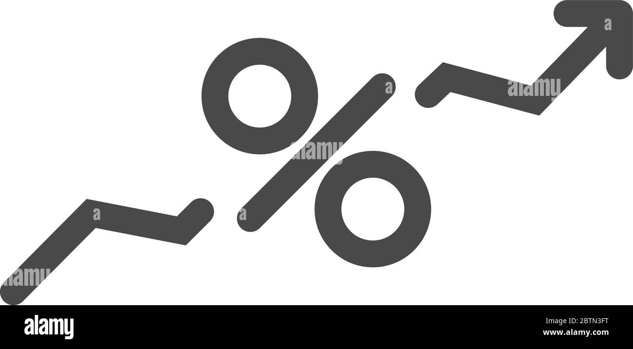 High percent interest. Percent up icon in linear style. Vector ...