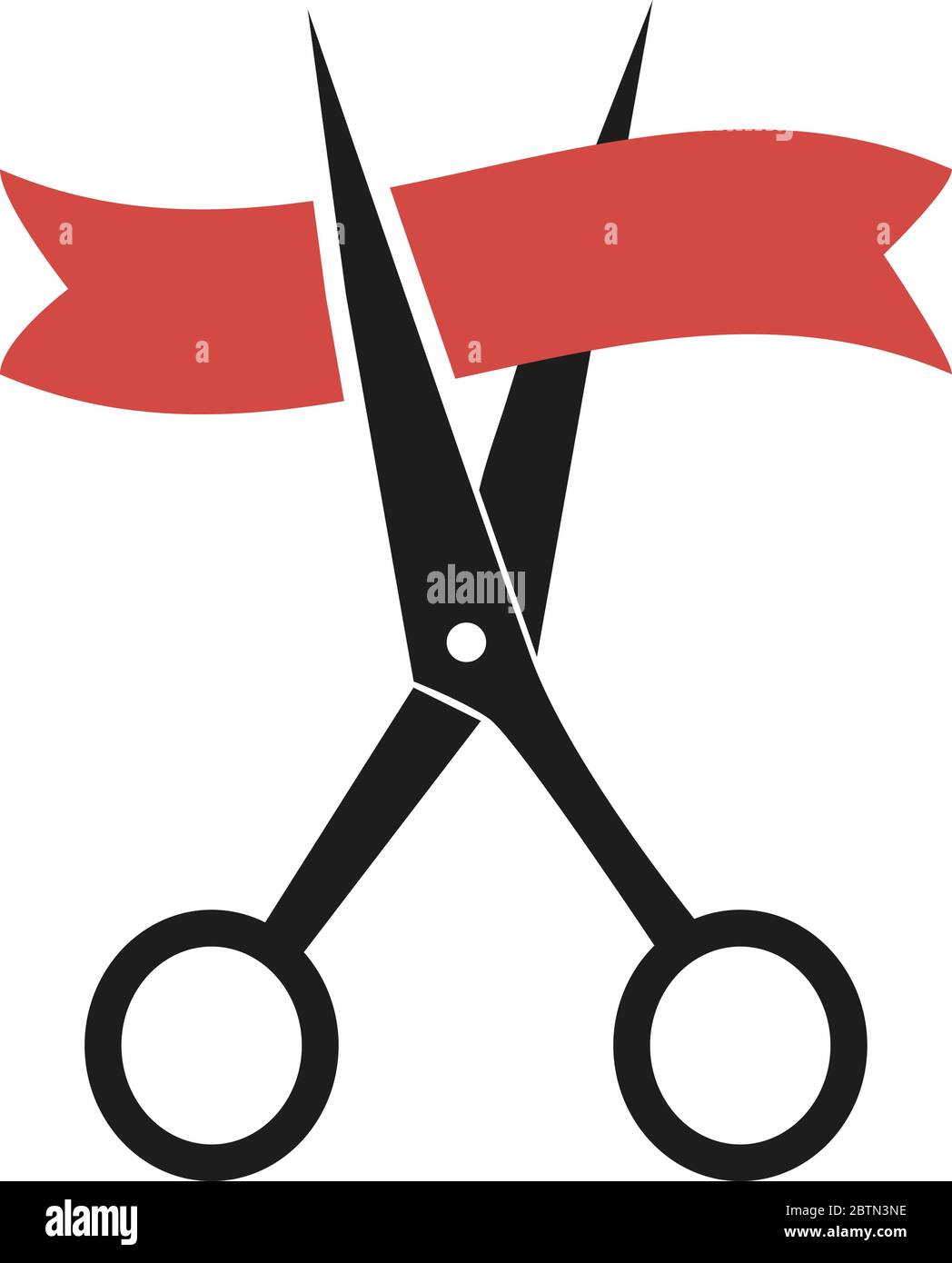 Grant opening icon with ribbon red colored. Flat design. Vector ...