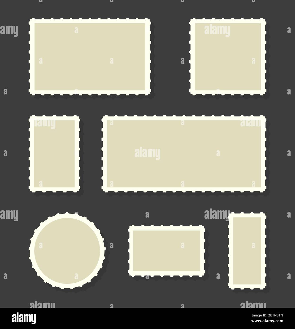 Postage stamp set. Postcard edge isolated in retro style. Vector ...