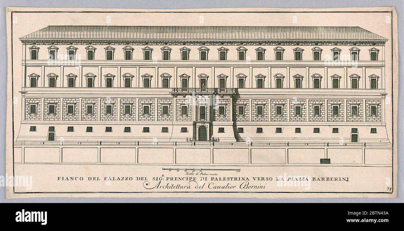 Palace of the Prince of Palestrina Side Elevation Toward the Piazza ...