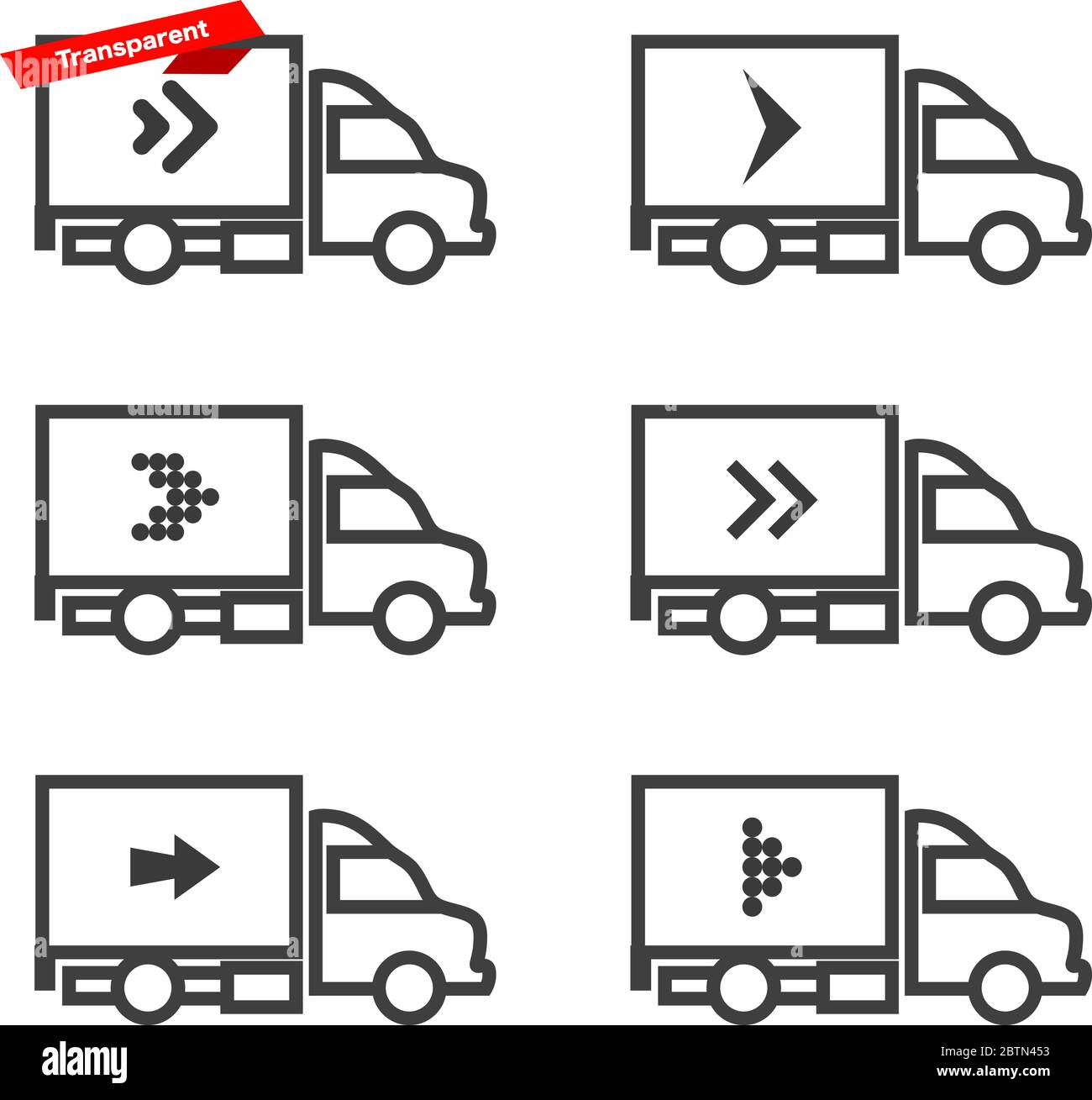Icon set moving truck van with arrow. Icons delivery in linear style ...