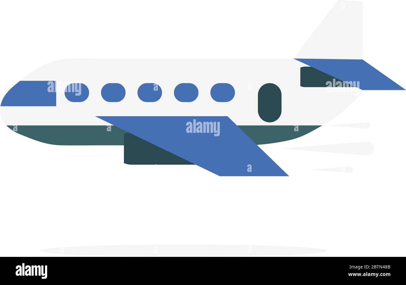 Airplane icon in flat design. Plane with shadow isolated. White ...