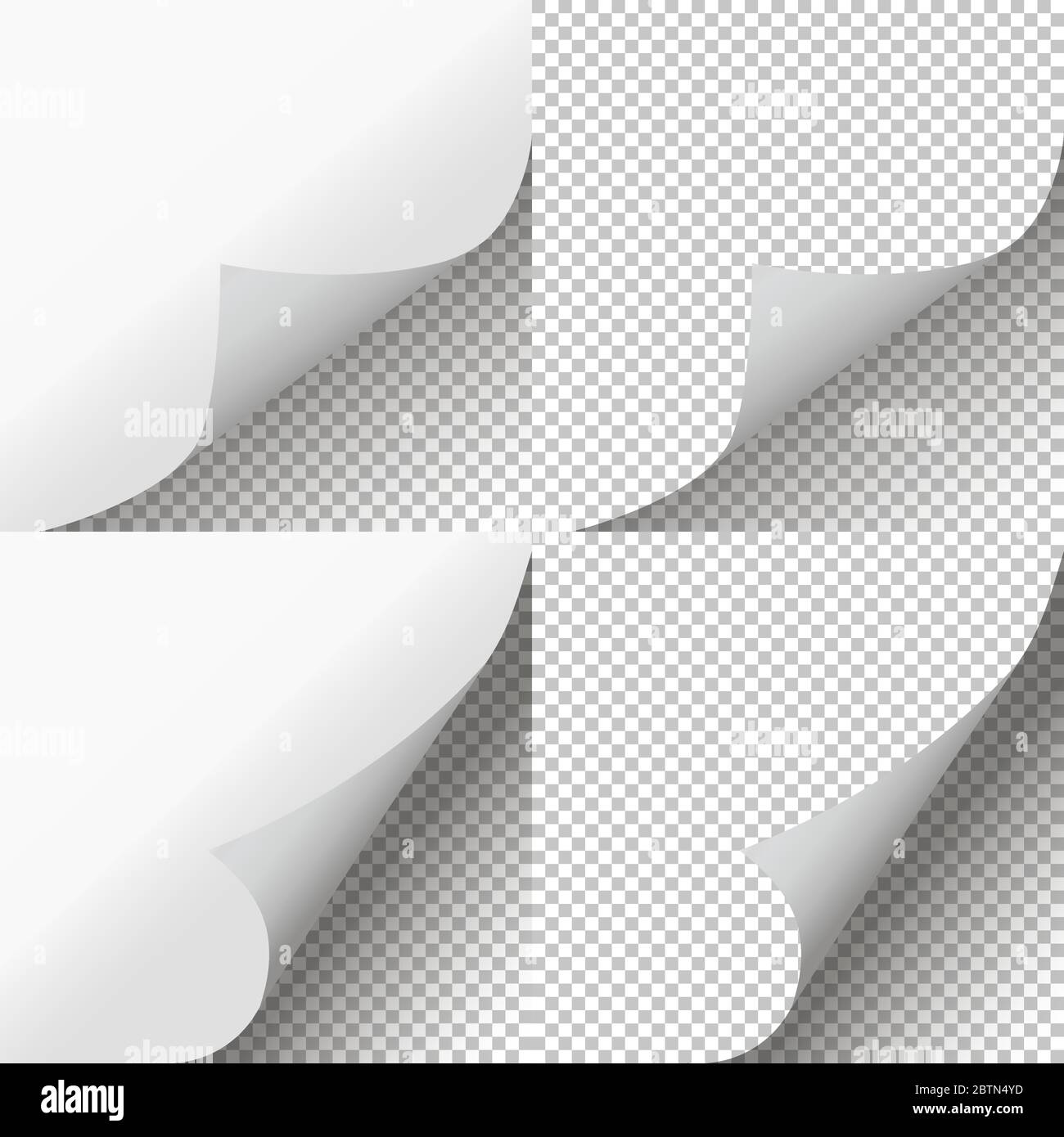 Pages curl set. Page peel transparent. Vector illustration Stock Vector ...