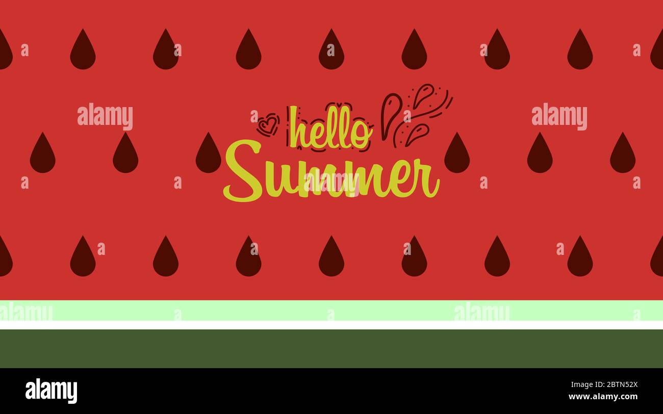 Watermelon background with text Hello summer. Vector illustration Stock ...