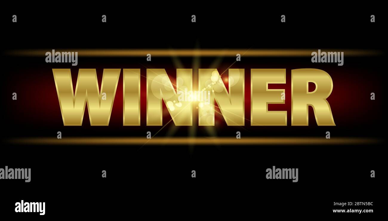 Winner frame. Text gold colored. Winner banner. Vector illustration ...