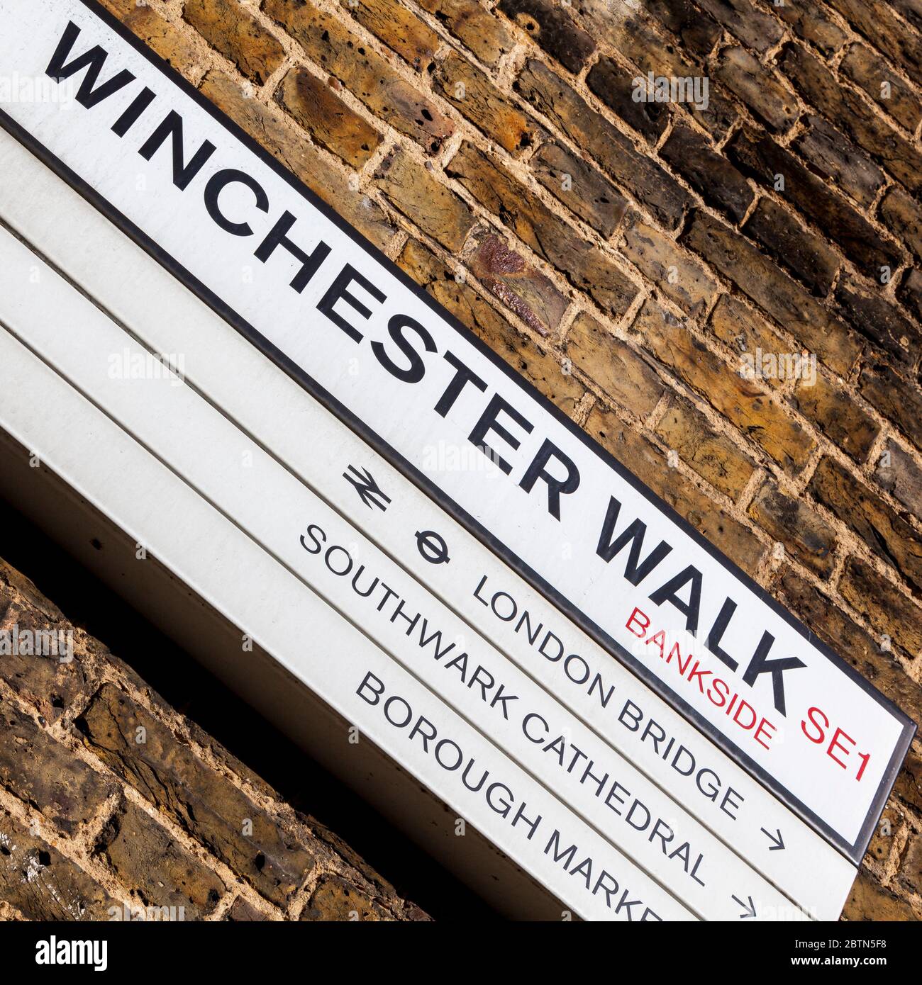 Winchester Walk in London SE1. Street name sign for New Globe Walk ...