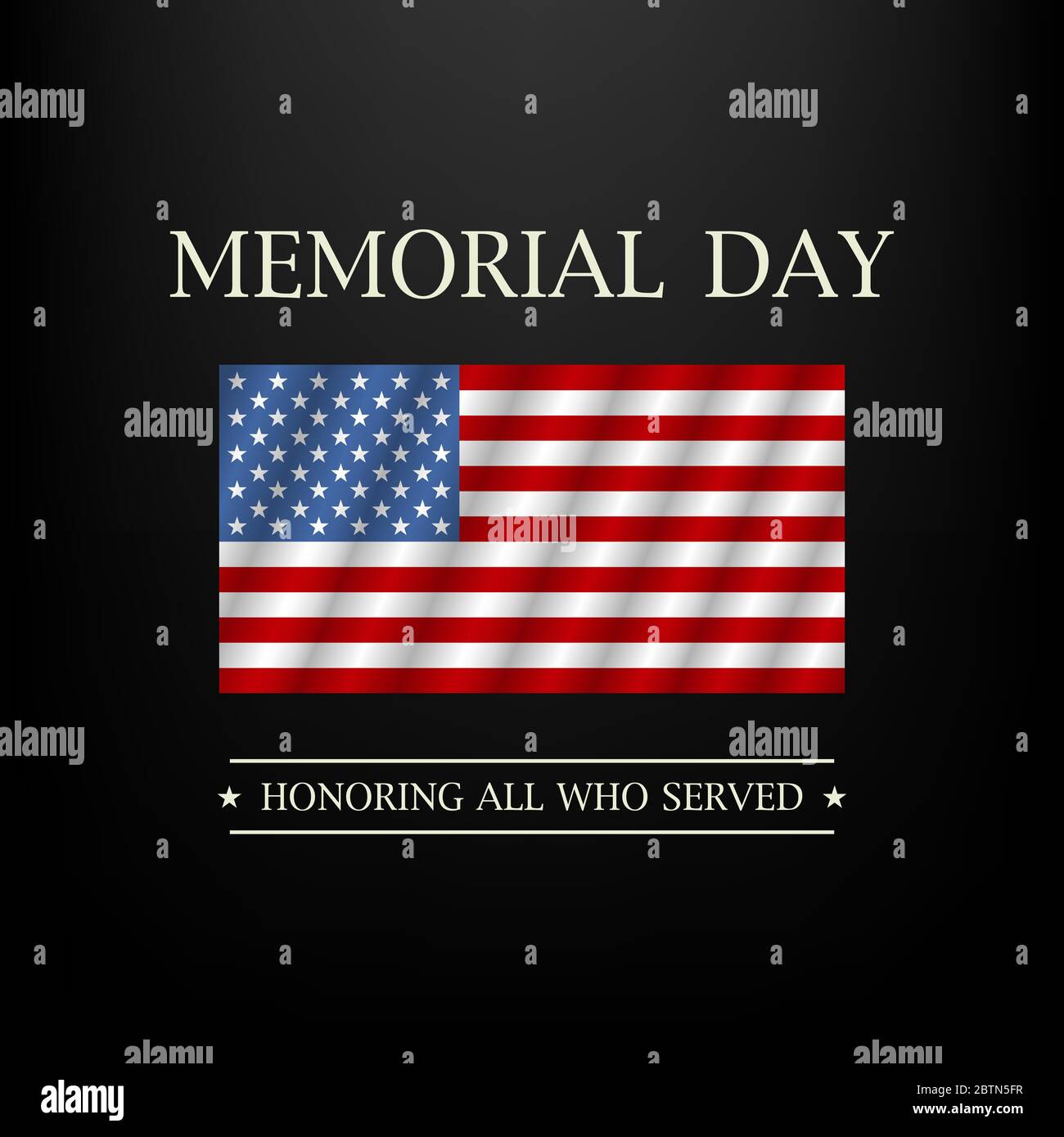 Memorial Day Honoring All Who Served Text Vector Illustration Stock