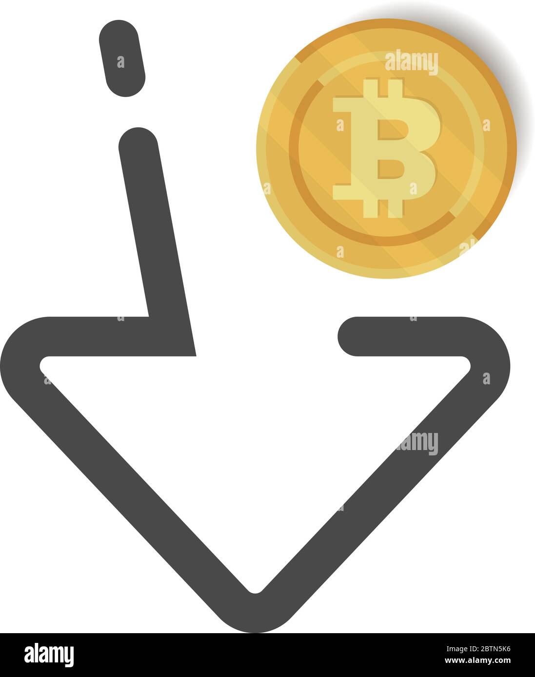 Bitcoin down illustration with arrow icon. Vector illustration Stock ...